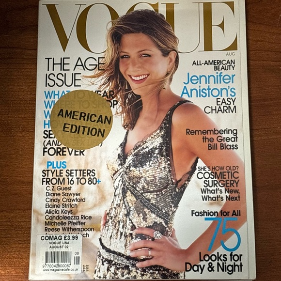 Vogue | Other | Vogue August 202 Magazine Jennifer Aniston Vintage ...
